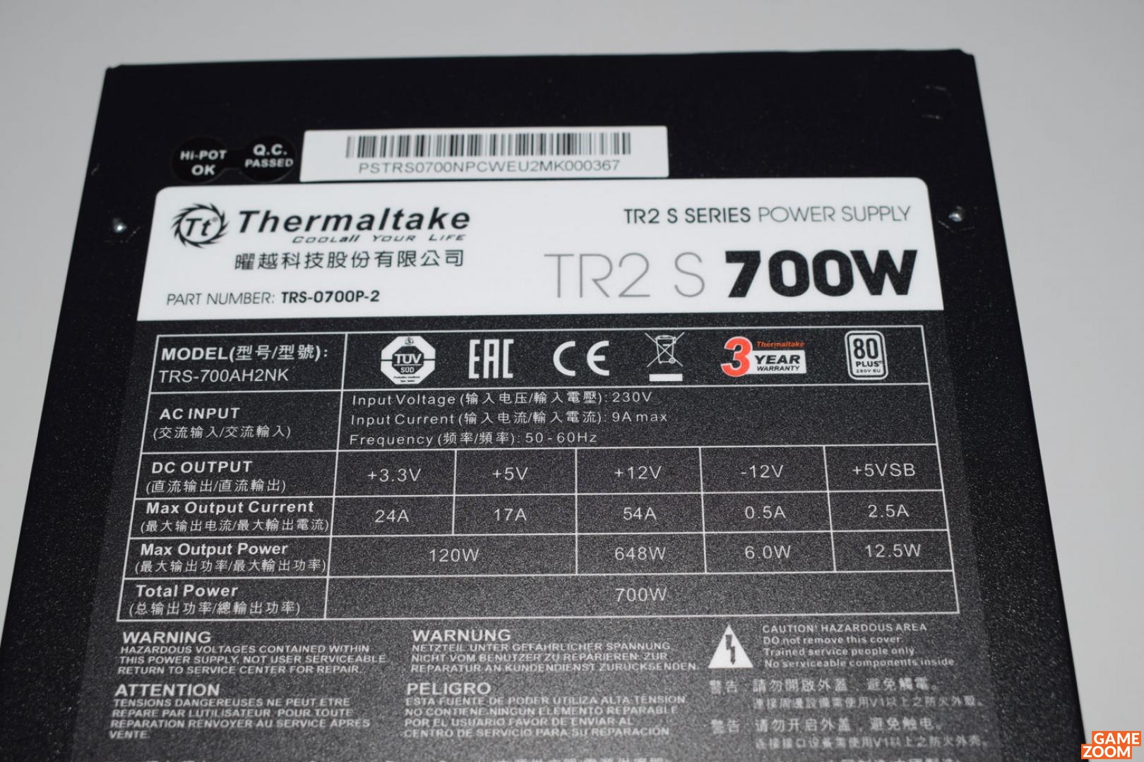 Gamezoom - Thermaltake TR2 S 700W - Test/Review